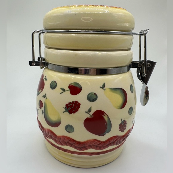 Kitchen | Vintage Msrf Inc Ceramic Cream Colored Fruit Canister Jar ...